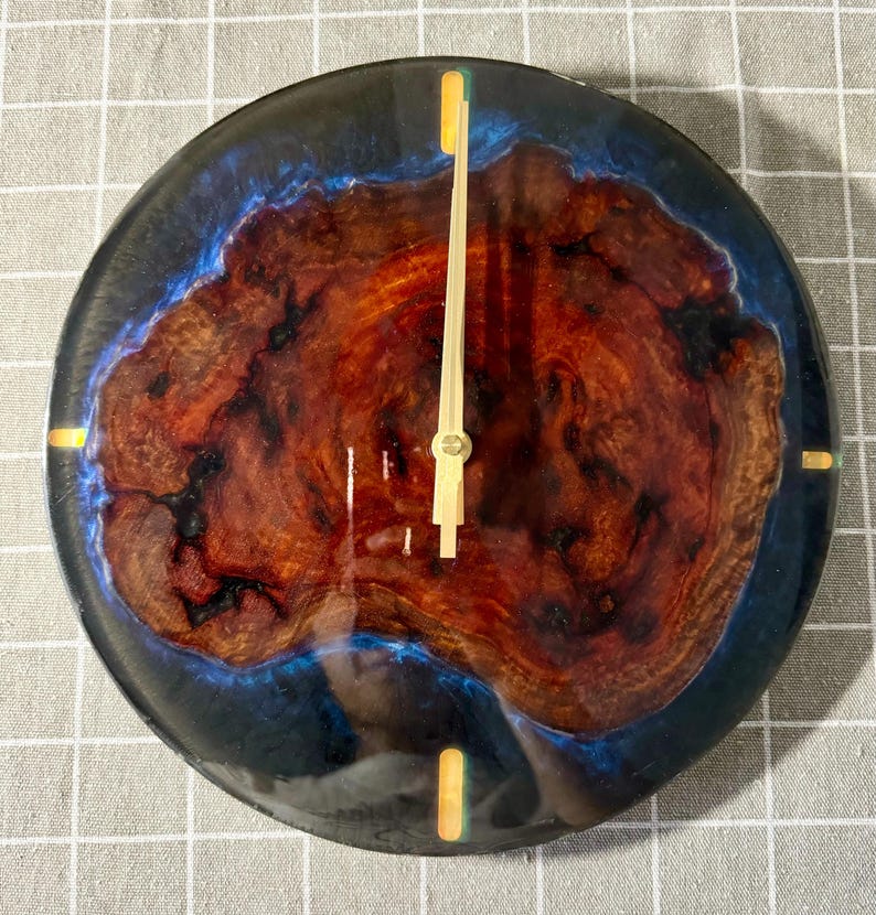 Handmade Resin and Wood Clock Unique Timepiece With Natural Charm ...