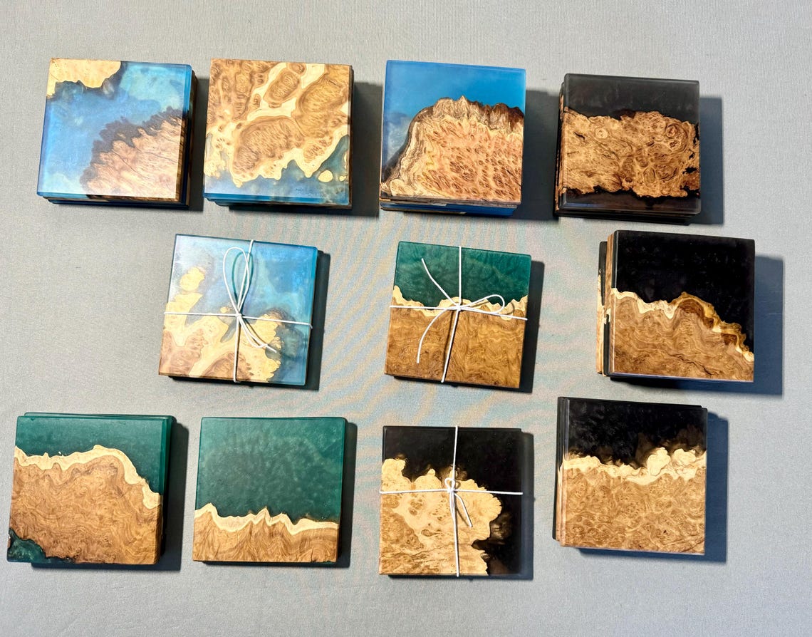 Handcrafted Resin Wood Coaster Handmade Australian Mallee Burl Timber ...