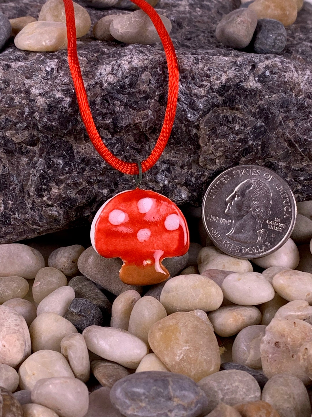 Toadstool Mushroom Ceramic Necklace Pendant - Etsy