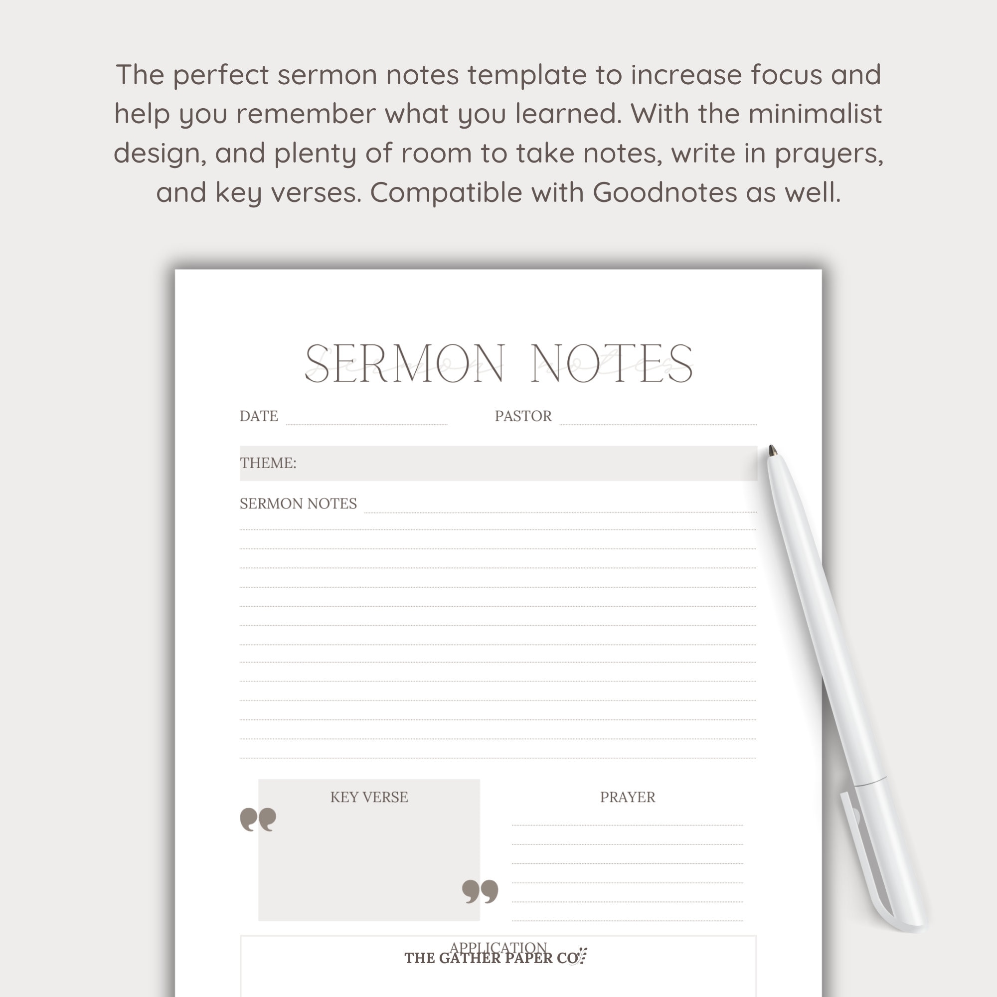 Printable Sermon Notes Template Church Notes Digital Sermon Notes ...