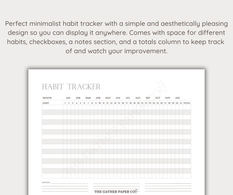Minimalist Habit Tracker | Printable Template | Habit Tracker Template ...