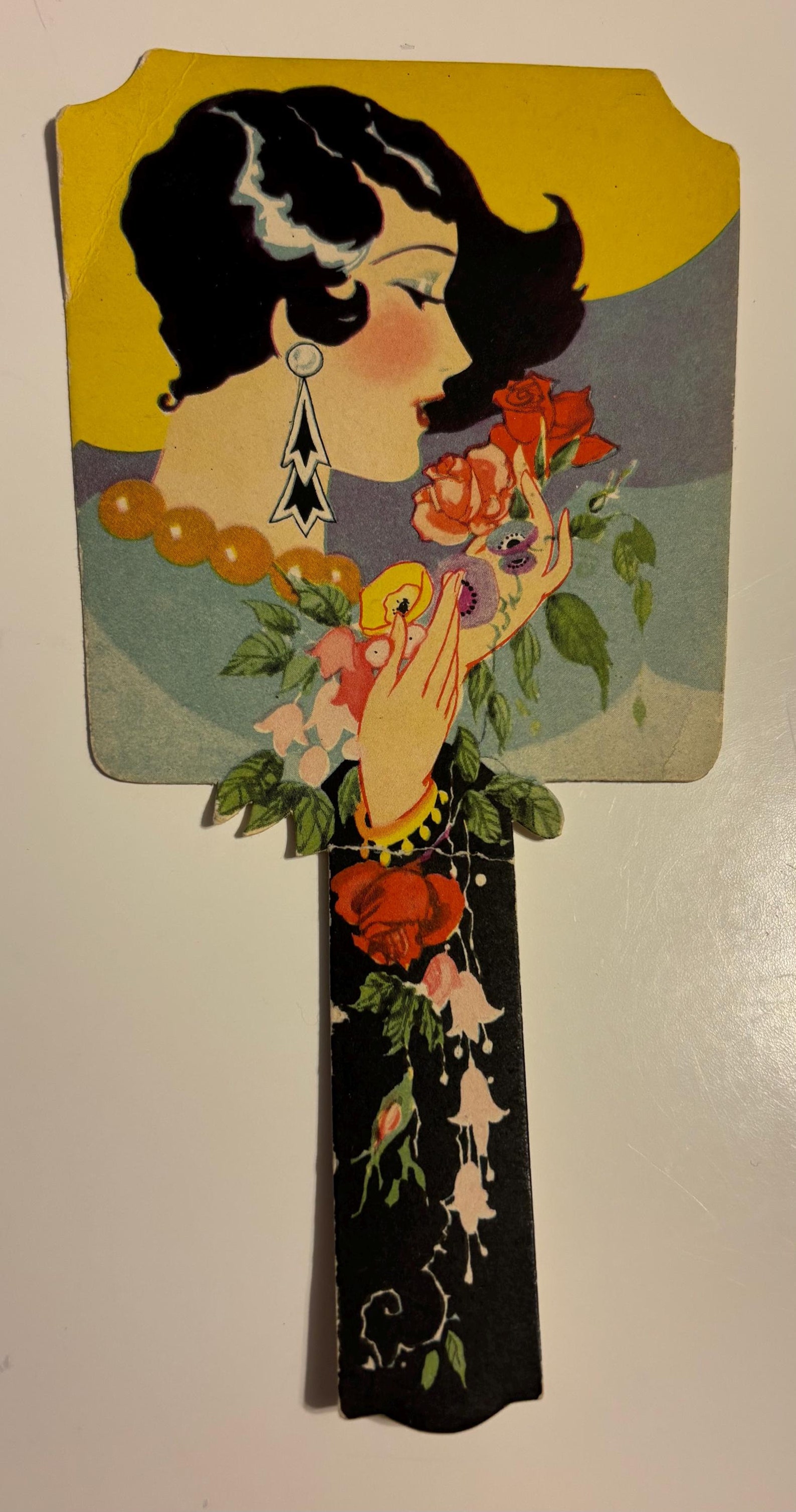 Vintage Art Deco Bridge Tally Woman & Roses - Etsy
