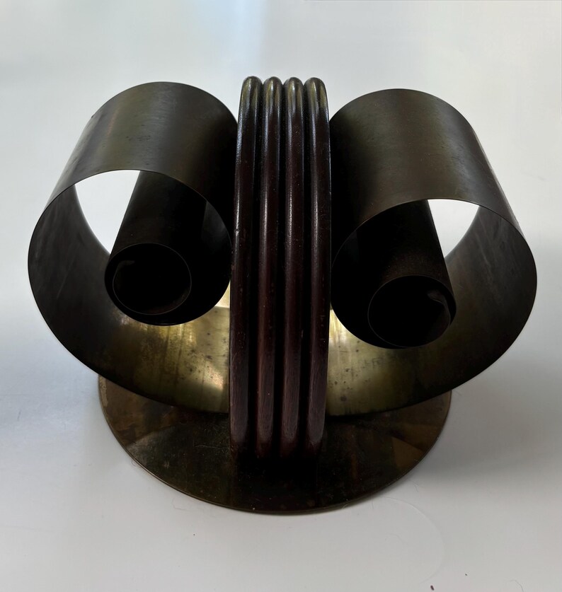 Art Deco Wood and Copper Book Magazine Holder - Etsy