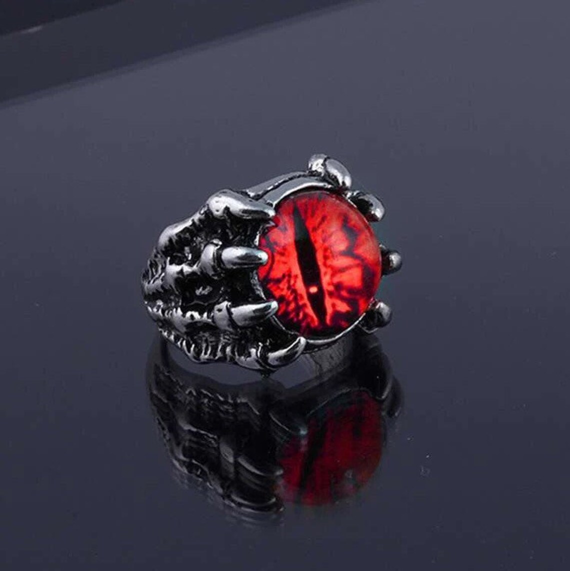 Dragon Eye Ring Dragon Claw Ring Red Eyeball Ring Brutalist - Etsy