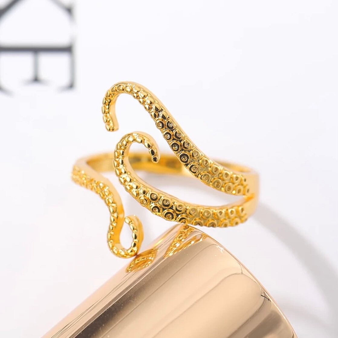 Streetwear Ocean Octopus Silver or Gold Plated Ring Handmade - Etsy