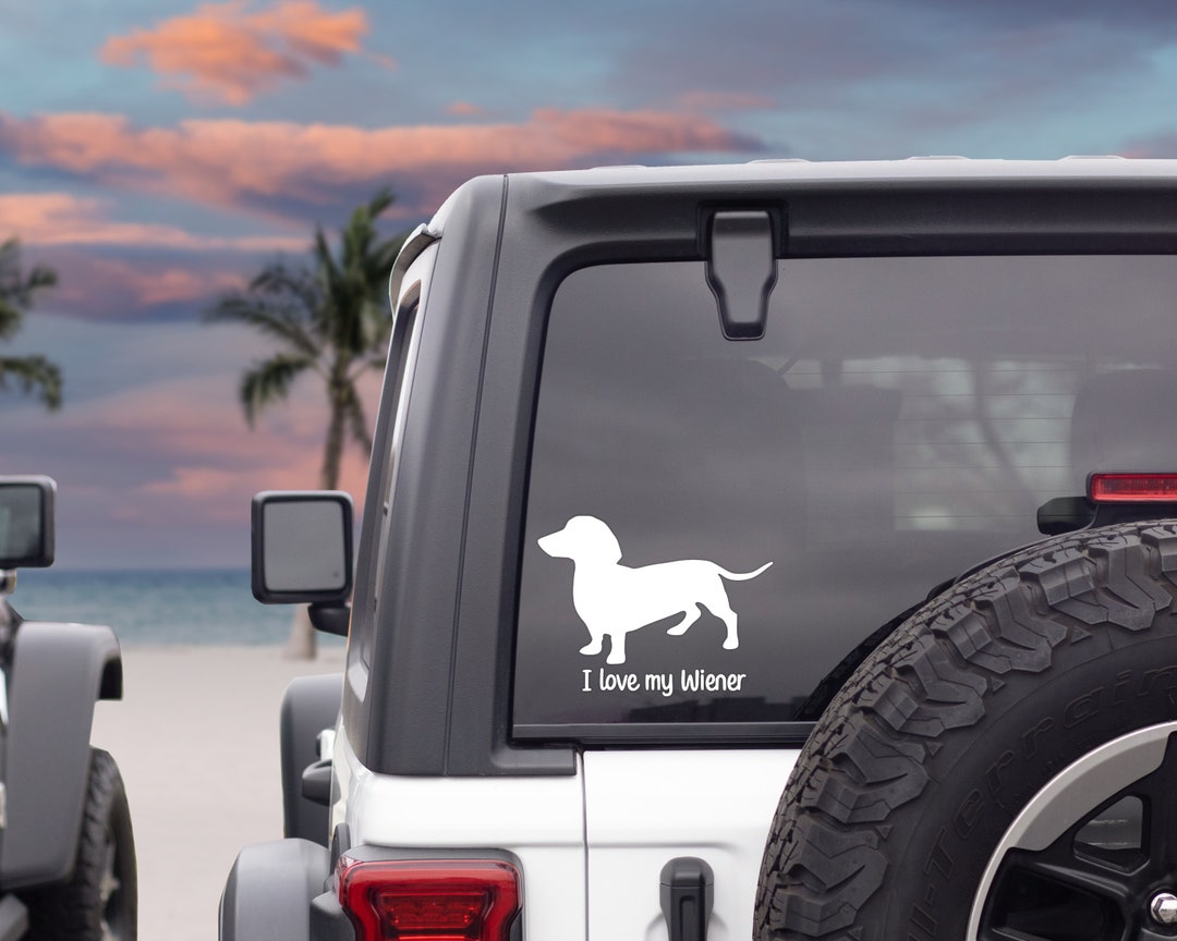 I Love My Wiener Decal Wiener Dog Sticker Dog Car Decal Car Window ...