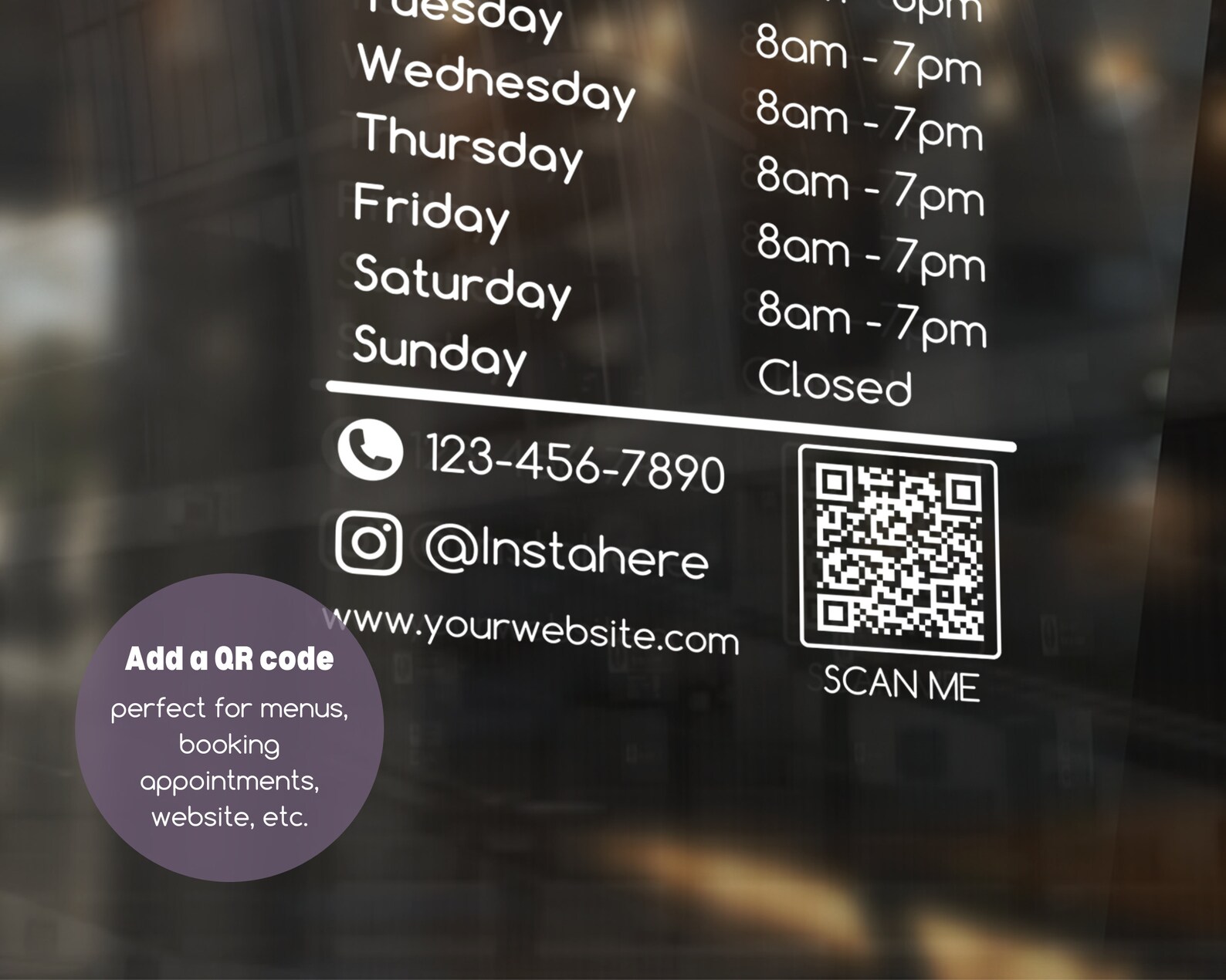 Store Hours Decal, Business Hours Sticker for Storefront, Hours of ...