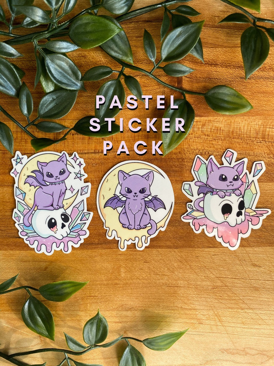 Pastel Cat Sticker Pack, Pastel Sticker Pack, Cute Sticker Pack, Skull ...
