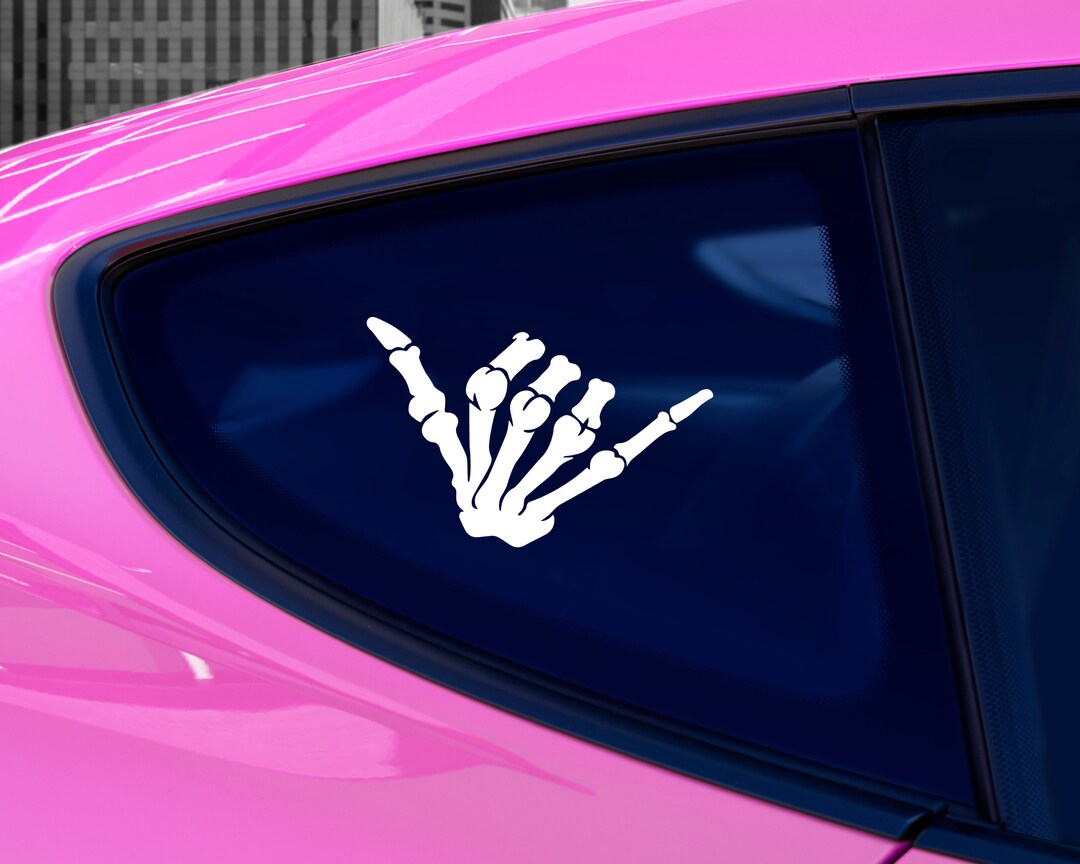 Skeleton Hand Vinyl Car Decal | Shaka Skeleton Sticker | Hang Loose Car ...