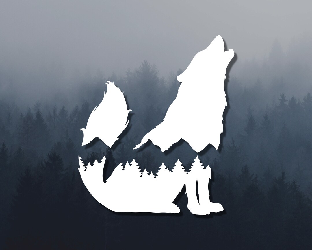 Wolf Mountain Range Decal | Mountain Range Sticker | Wolf Silhouette ...