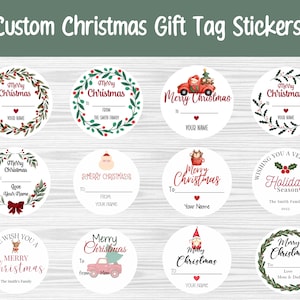 Custom Holiday Gift Tag Stickers | Round Christmas Tag Stickers | To ...