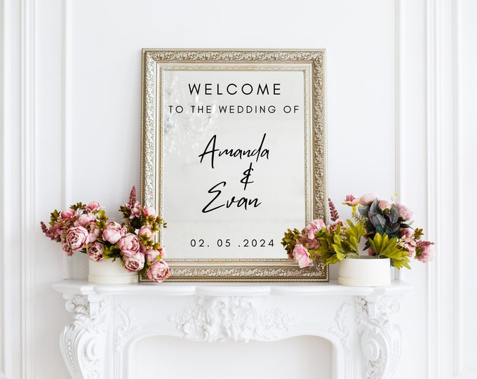 Custom Wedding Mirror Decal, Shower, Parties, Events, Personalized ...