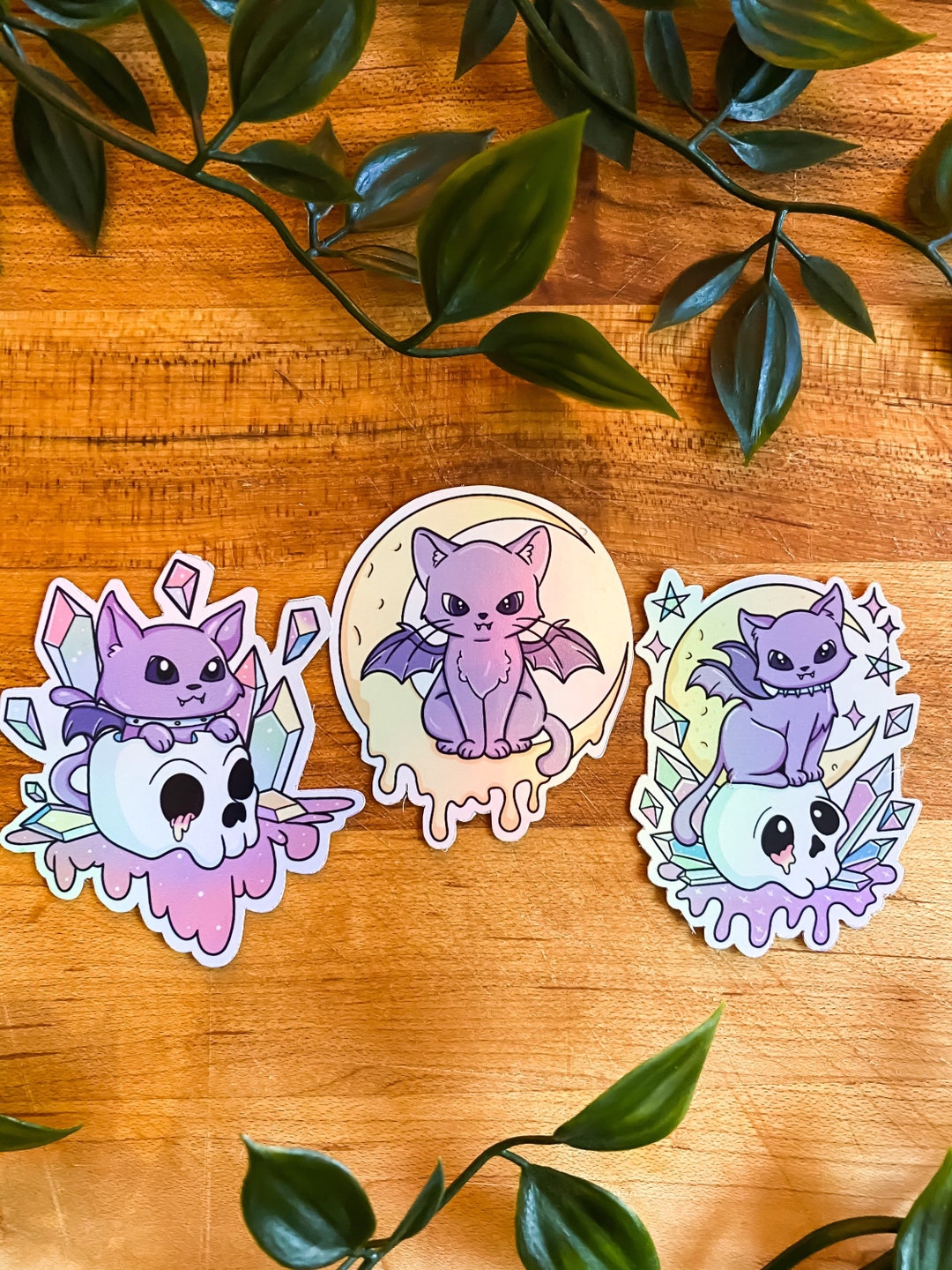 Holographic Sticker Pack, Gothic Cat Sticker, Cat Sticker, Goth Vinyl ...