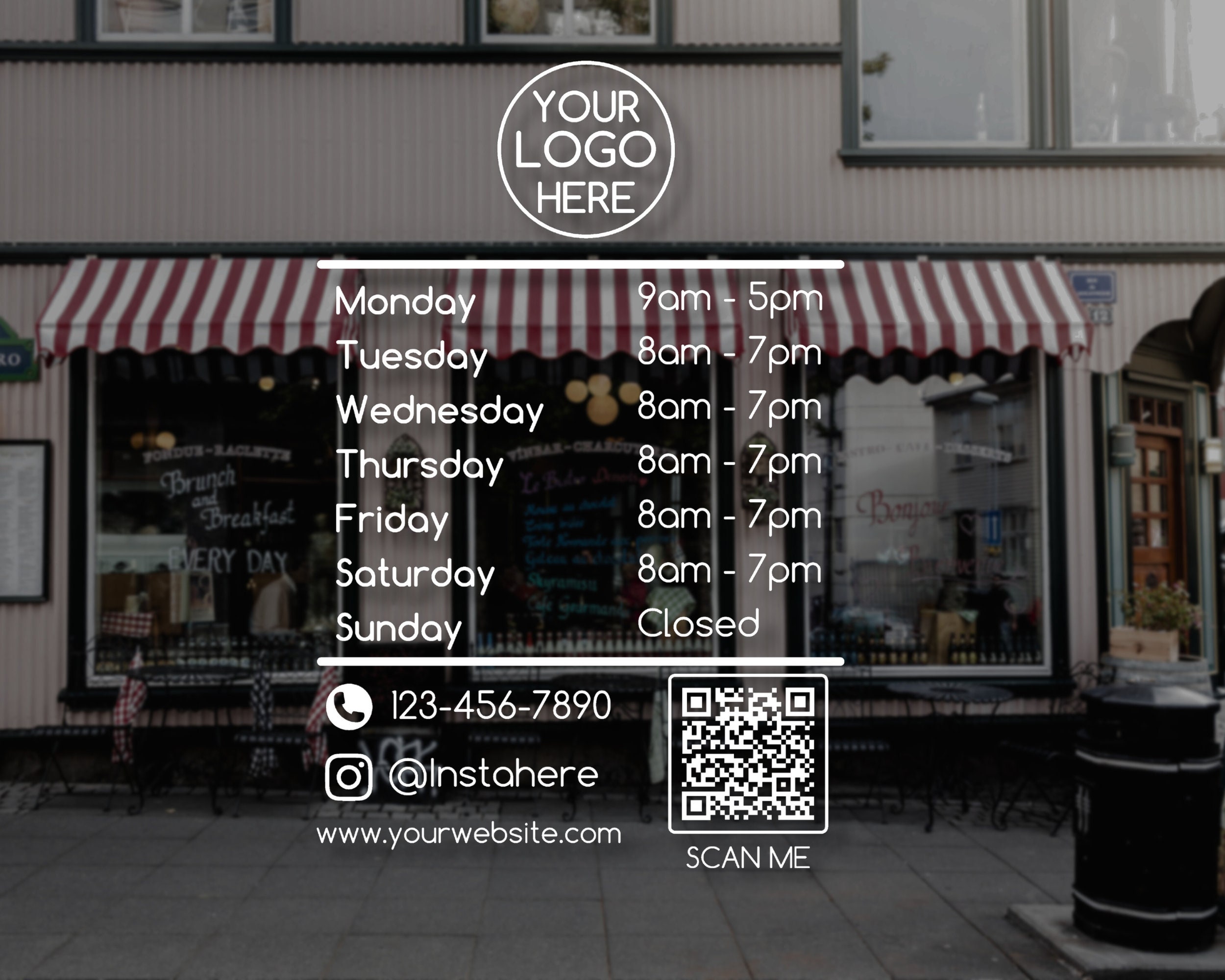Store Hours Decal, Business Hours Sticker for Storefront, Hours of ...