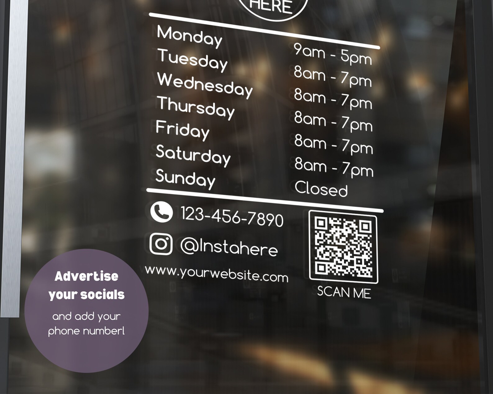 Store Hours Decal, Business Hours Sticker for Storefront, Hours of ...