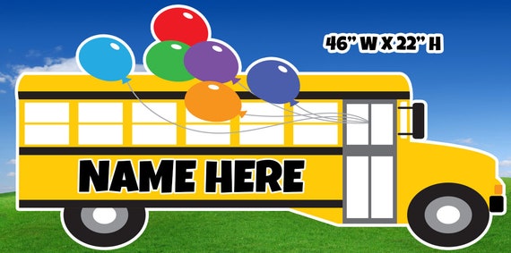 Personalized Custom School Bus With Name and Balloons - Etsy
