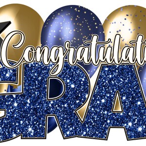 Congratulations Blue and Gold Glitter Yard Card - Etsy
