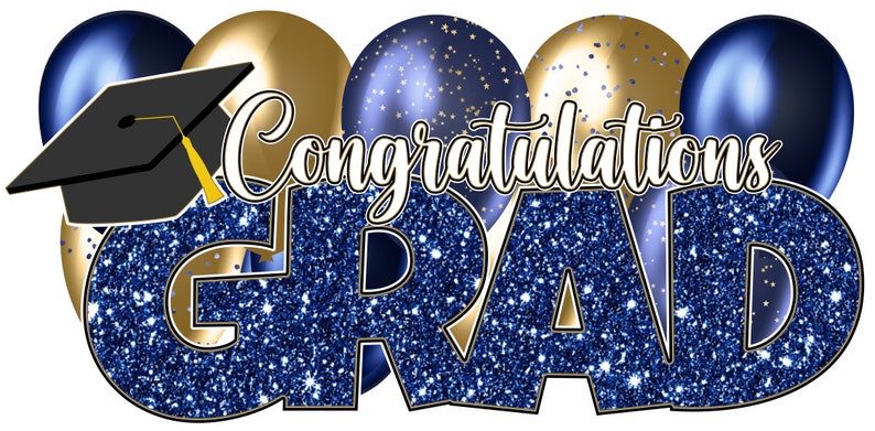 Congratulations Blue and Gold Glitter Yard Card - Etsy