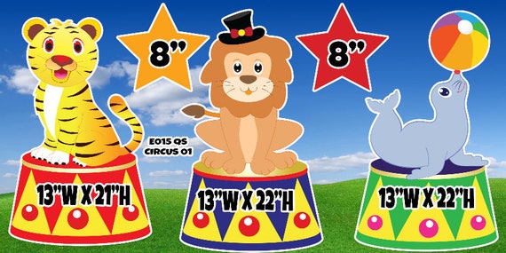 Circus Animal Yard Cards - Etsy