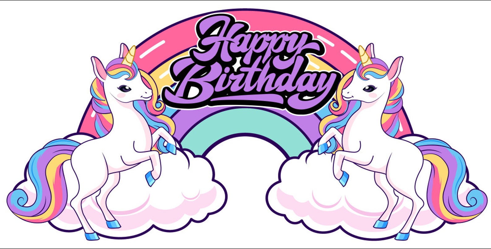 Unicorn Happy Birthday, Large Yard Card, Party Decor, Coroplast Cut Out ...
