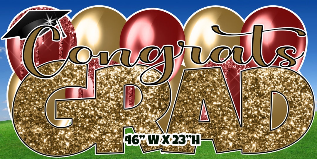 Congratulations Red and Gold Glitter Yard Card - Etsy