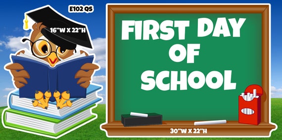 First Day of School Owl Chalkboard Coroplast Cut Out Yard - Etsy