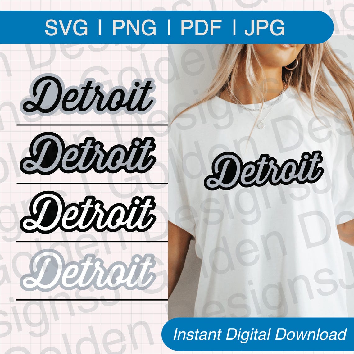 Detroit Cursive SVG Png Jpg, Detroit File for Cricut, Detroit Football ...