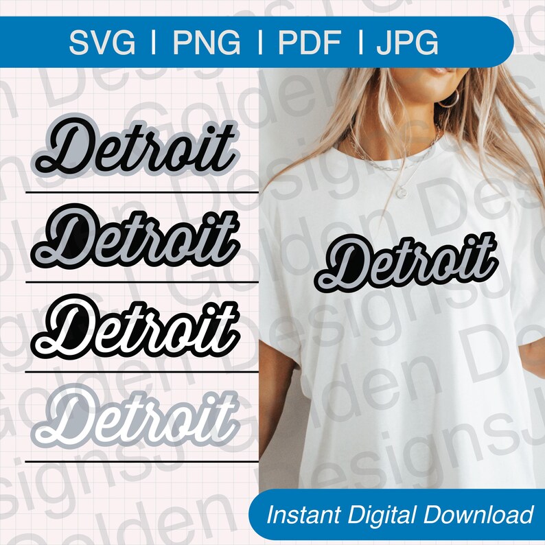 Detroit Cursive SVG Png Jpg, Detroit File for Cricut, Detroit Football ...