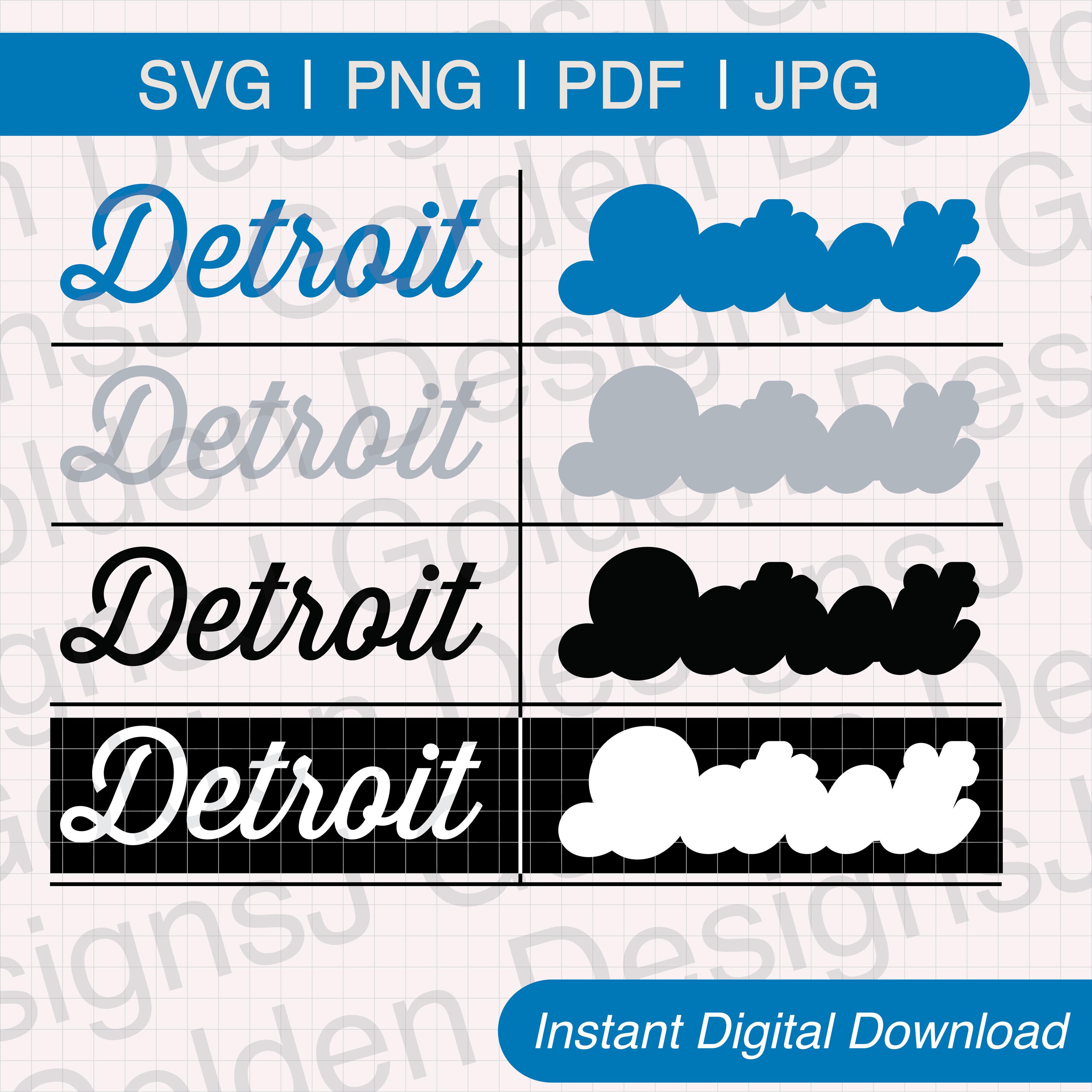 Detroit Cursive SVG Png Jpg, Detroit File for Cricut, Detroit Football ...