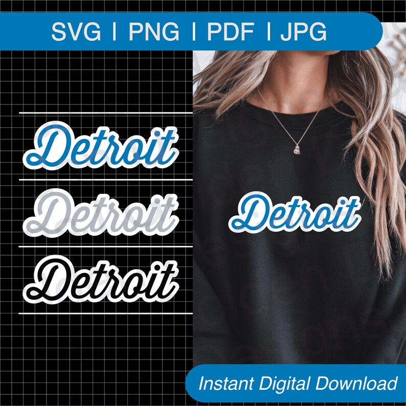Detroit Cursive SVG Png Jpg, Detroit File for Cricut, Detroit Football ...