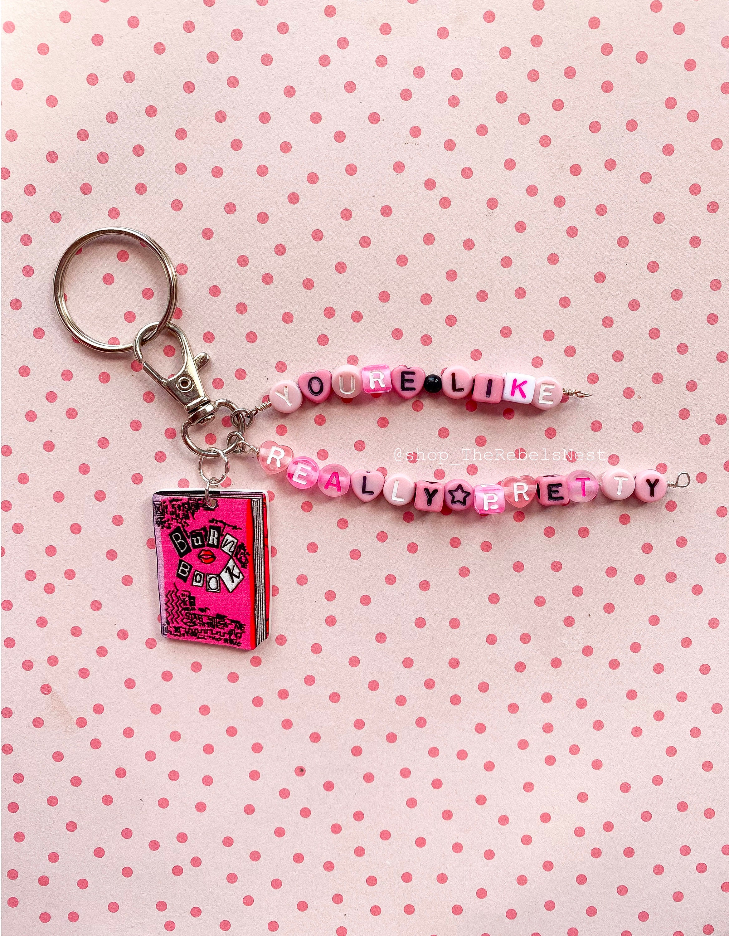 Beaded Keychain With Pink Acrylic Charm You're Like Really Pretty That ...
