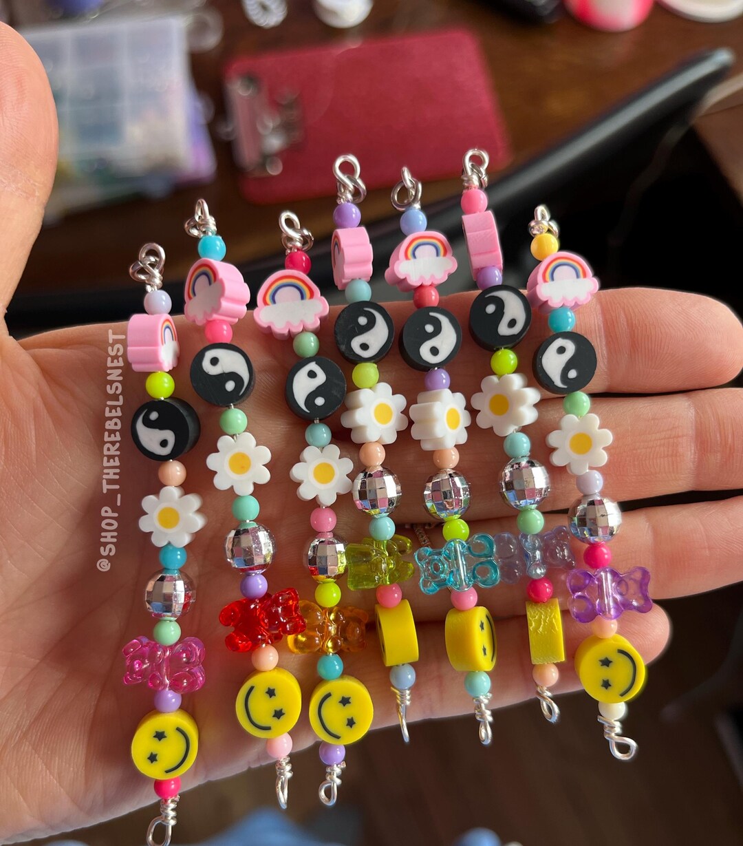 90s Y2K Nostalgia Keychain With Polymer Clay or Porcelain Beads - Gift ...