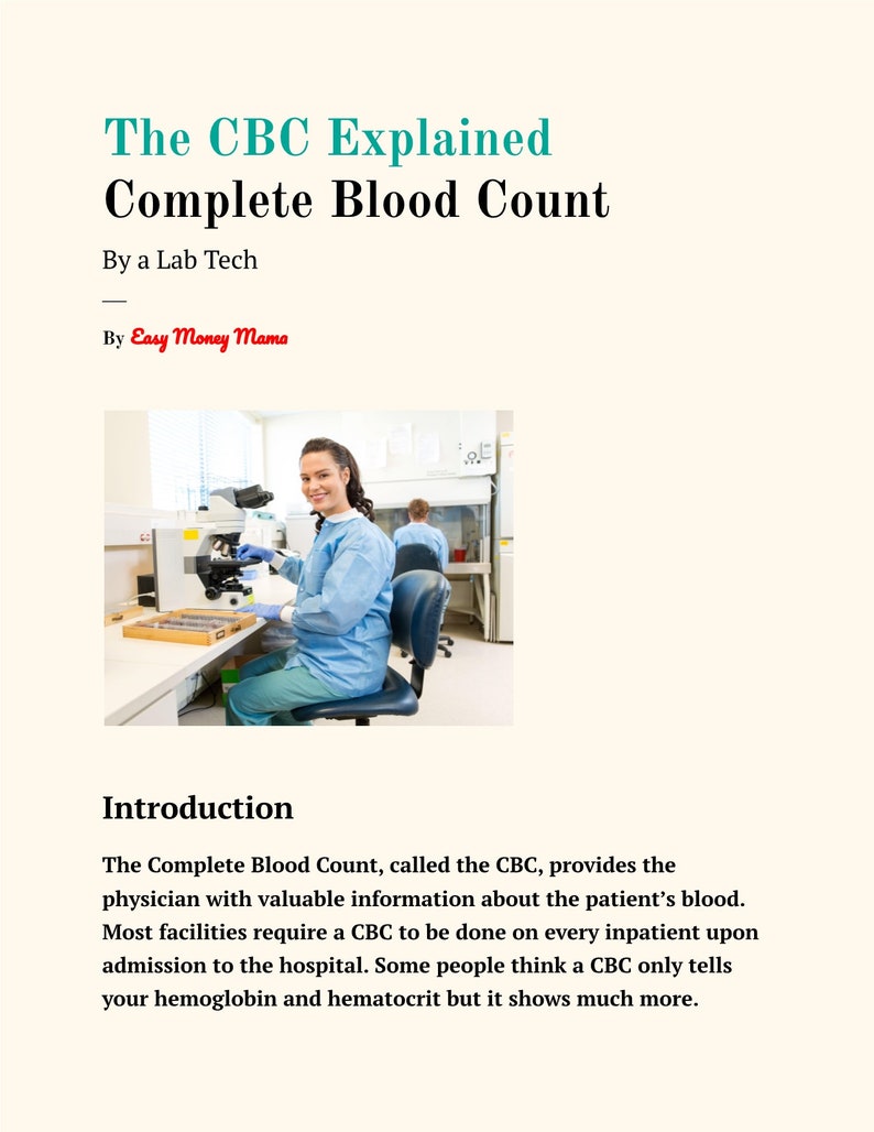 The CBC Explained - Complete Blood Count - by A Lab Tech - Ebook - Etsy