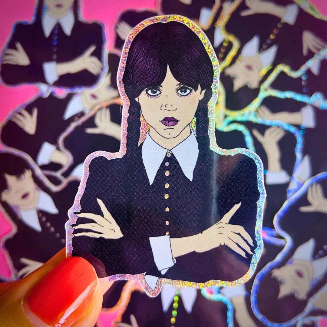 Cute Wednesday Addams Rainbow Glitter Water Bottle Sticker - Etsy