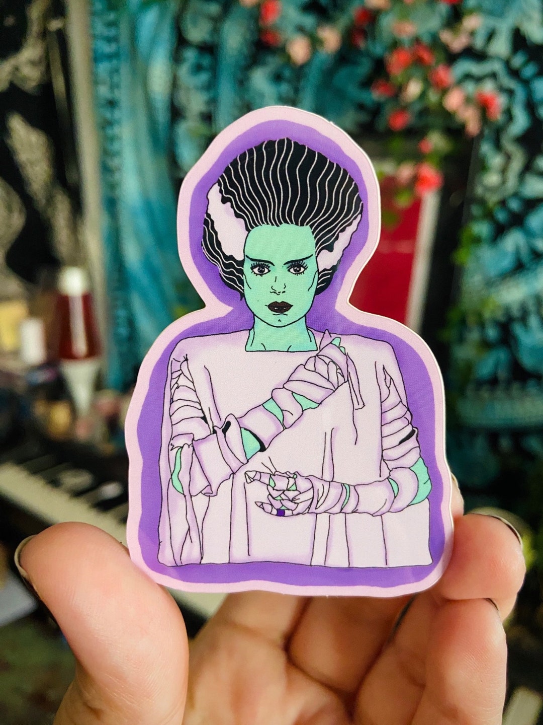 Bride of Frankenstein Water Bottle Sticker - Etsy