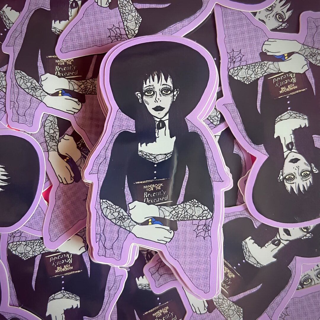 Big Eyed Lydia Deetz Water Bottle Sticker With Handbook for the ...