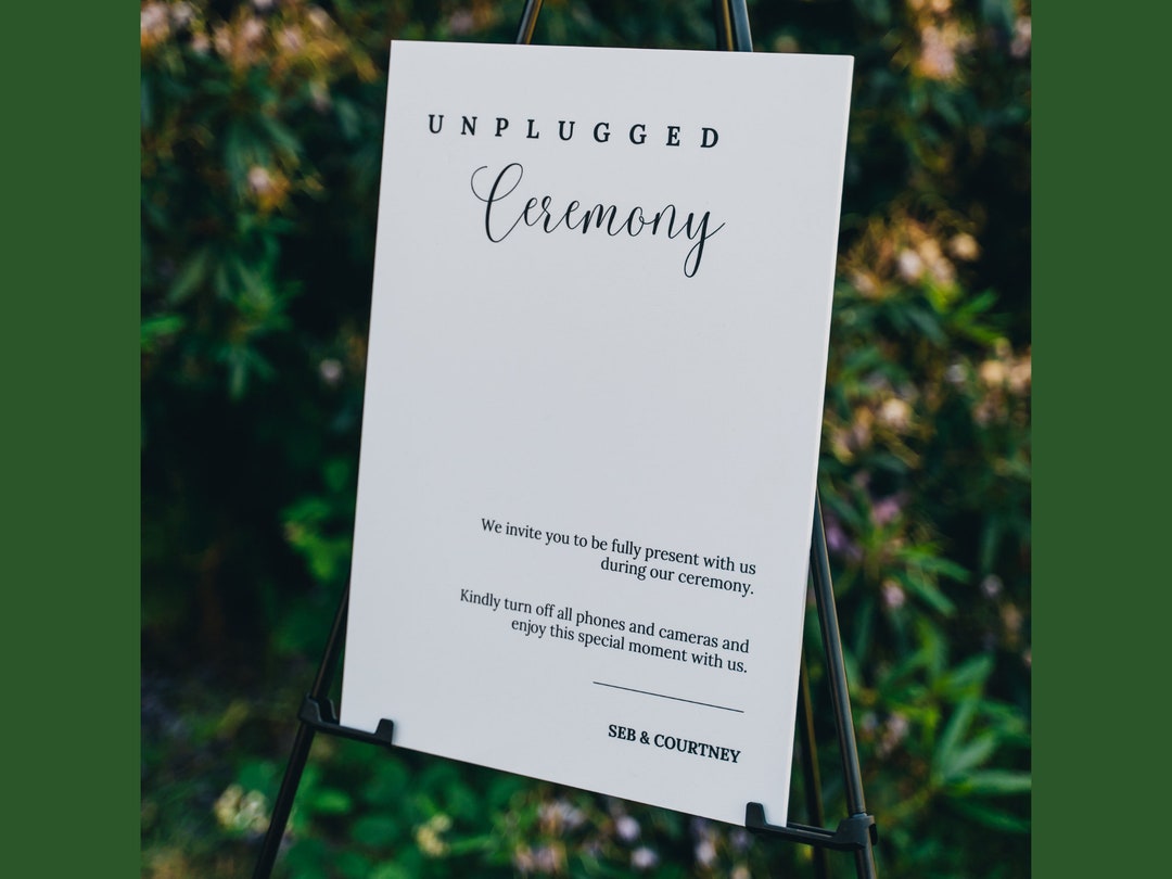 Unplugged Ceremony Wedding Sign Personalised Minimalist Wedding Sign No ...