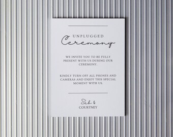 Unplugged Ceremony Wedding Sign Personalised Flowery Wedding Sign No ...