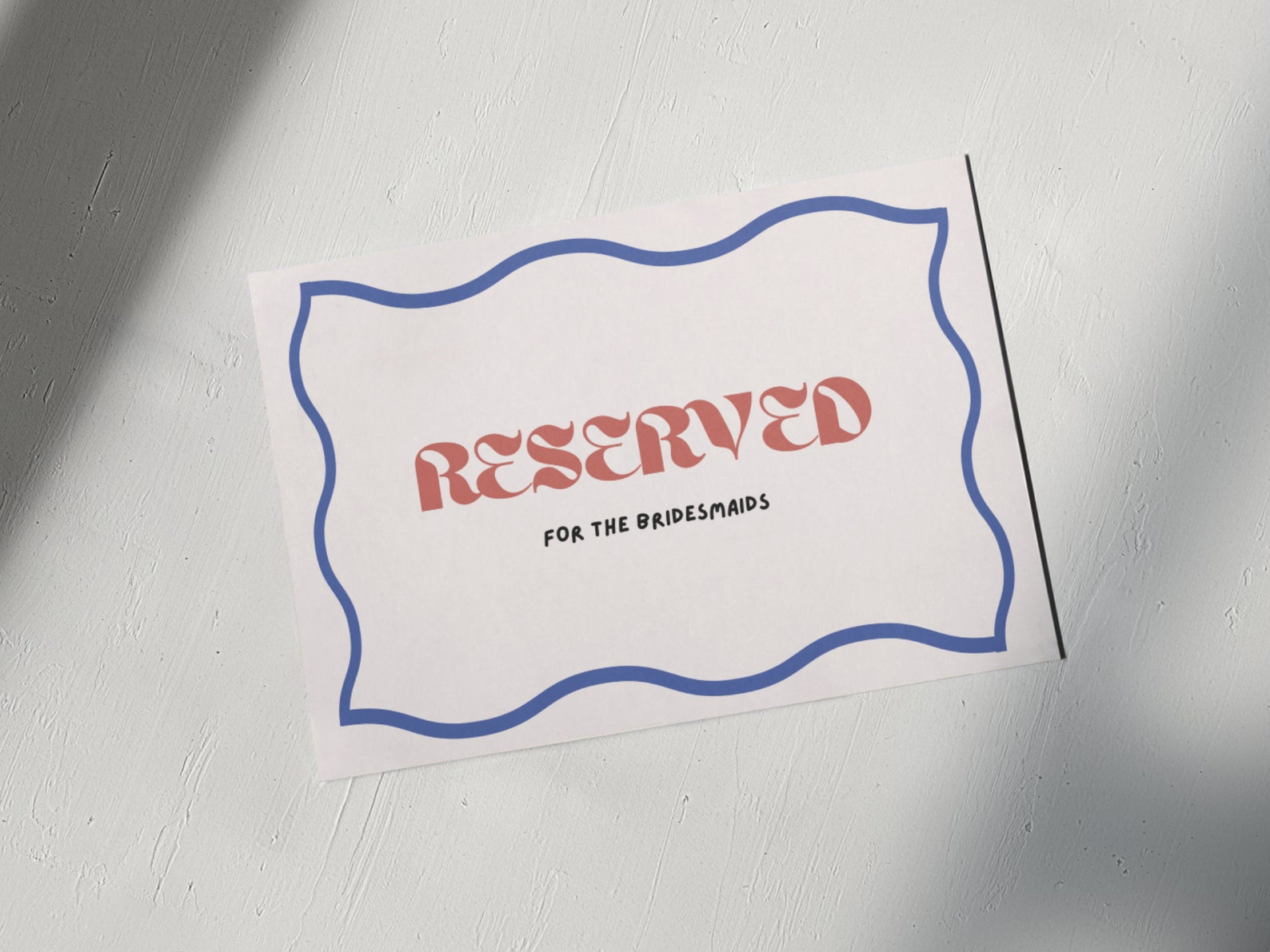 6 X Reserved Wedding Seating Signs Ceremony Reserved Sign, Wavy ...