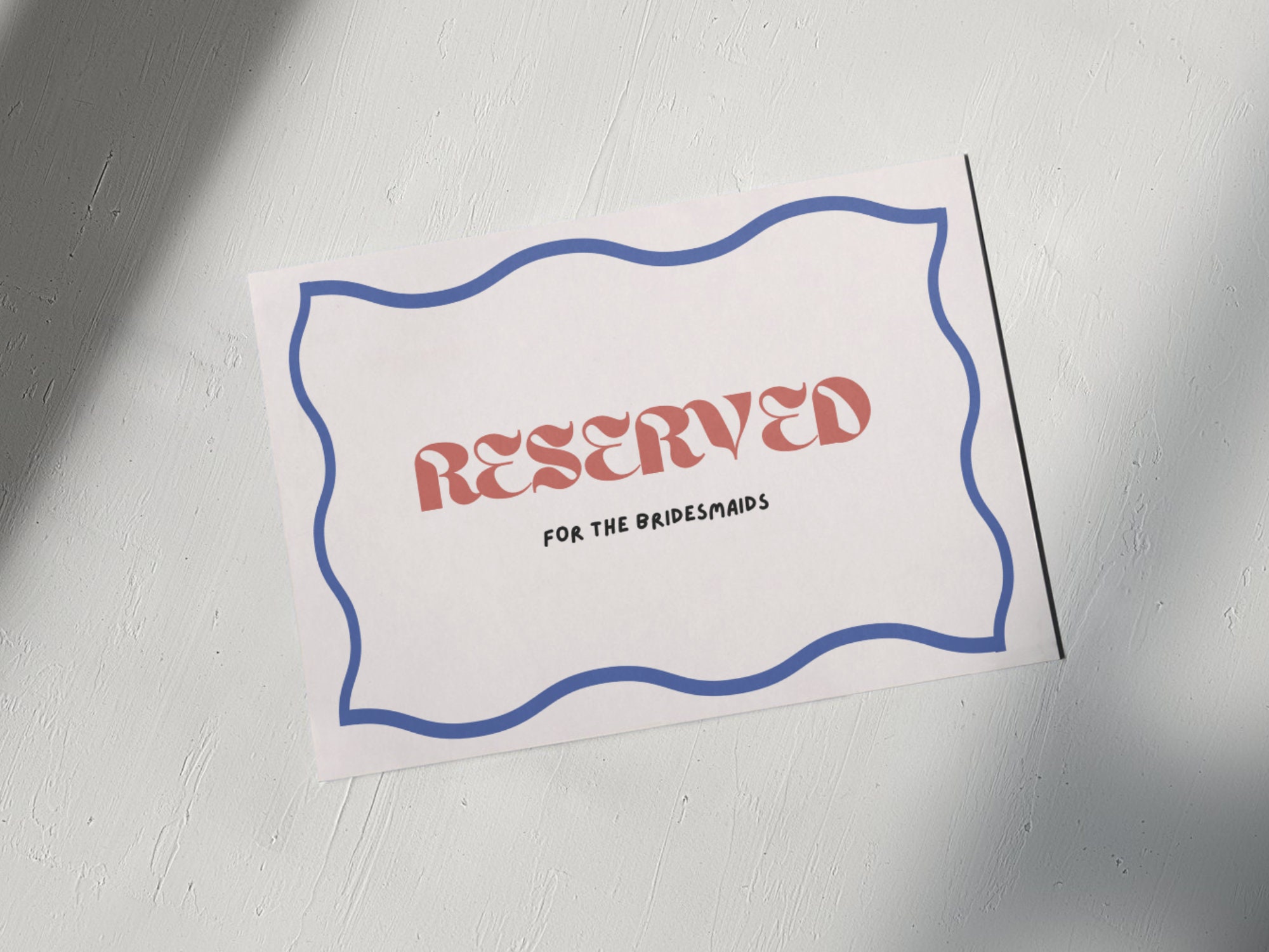 6 X Reserved Wedding Seating Signs Ceremony Reserved Sign, Wavy ...