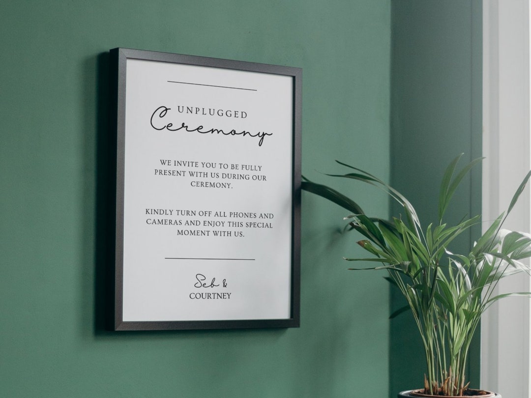 Unplugged Ceremony Wedding Sign Personalised Modern Wedding Sign No ...