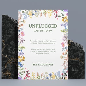 Unplugged Ceremony Wedding Sign Personalised Flowery Wedding Sign No ...