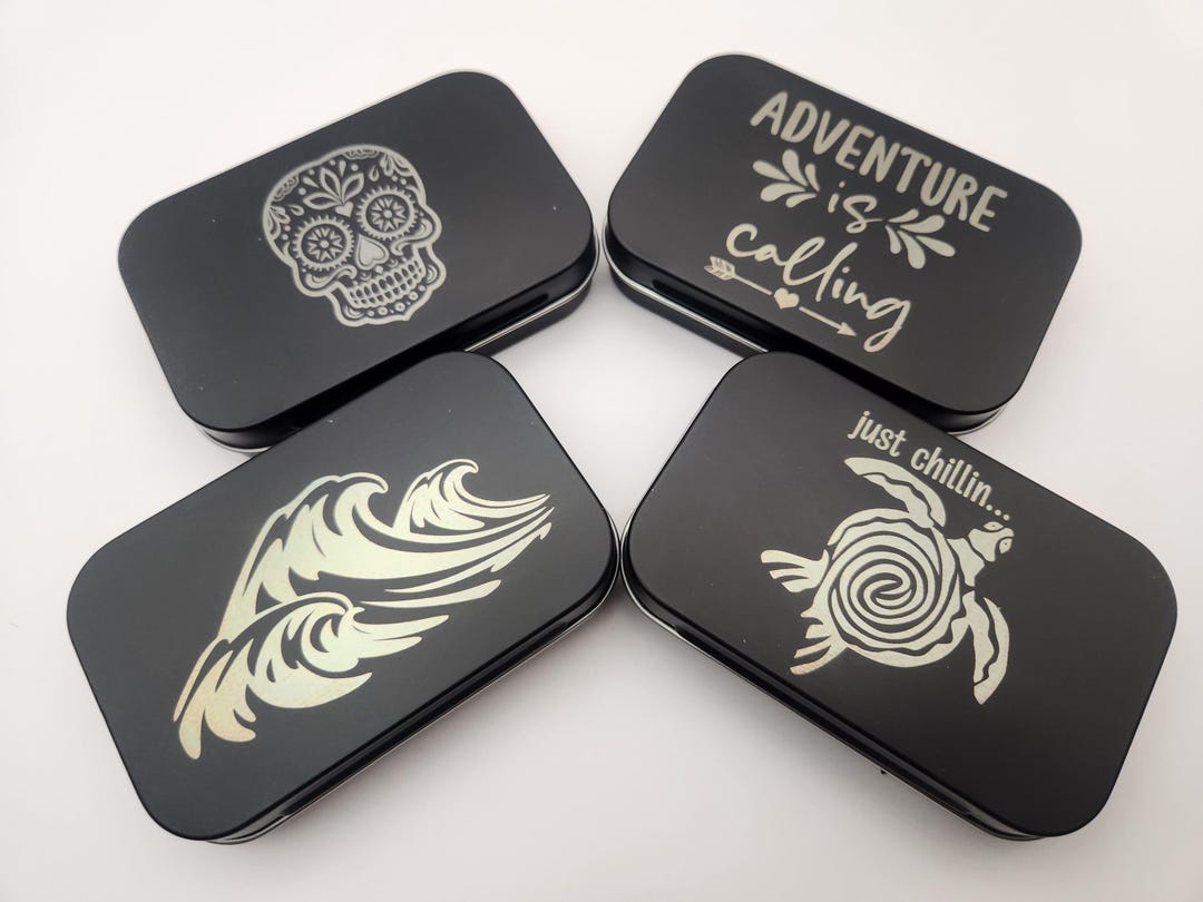 Relaxing Engraved Tins | Small Metal Hinged Altoid Tin With Various ...