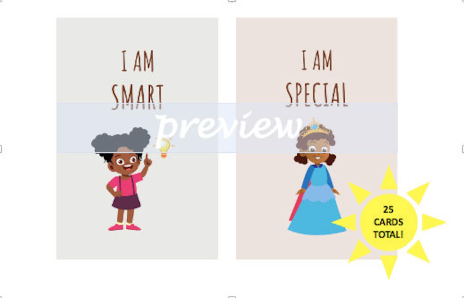 Positive Affirmation Cards for Black Girls, Motivational Cards, Daily ...