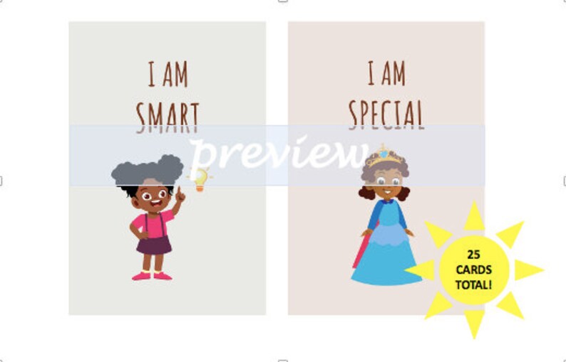 Positive Affirmation Cards for Black Girls, Motivational Cards, Daily ...