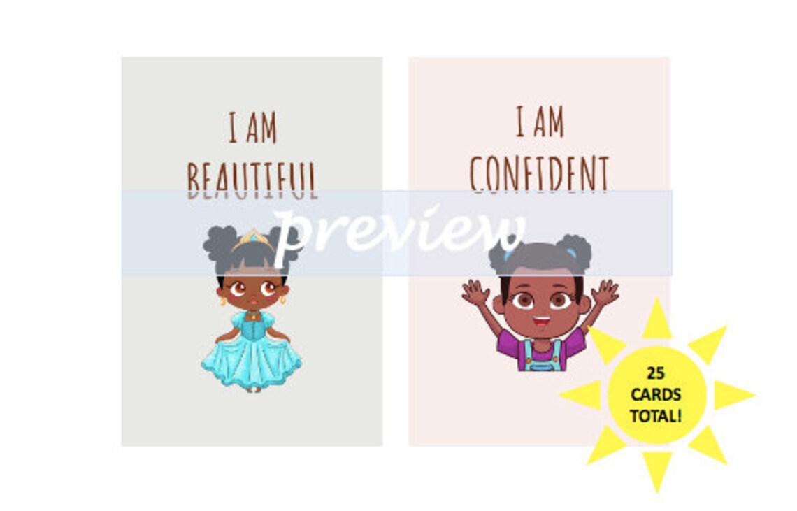 Positive Affirmation Cards for Black Girls, Motivational Cards, Daily ...