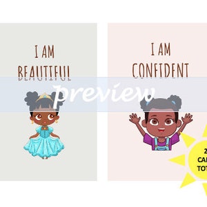 Positive Affirmation Cards for Black Girls, Motivational Cards, Daily ...