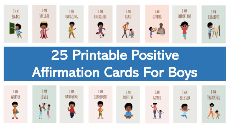 Positive Affirmation Cards for Black Boys, Motivational Cards, Daily ...