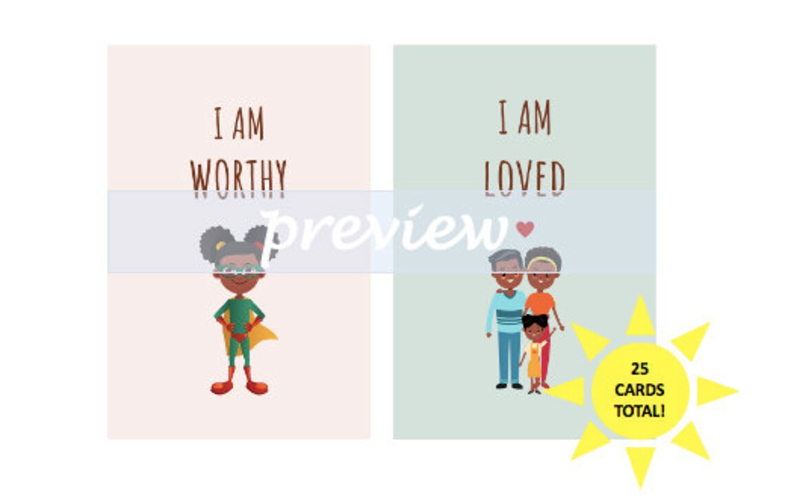 Positive Affirmation Cards for Black Girls, Motivational Cards, Daily ...