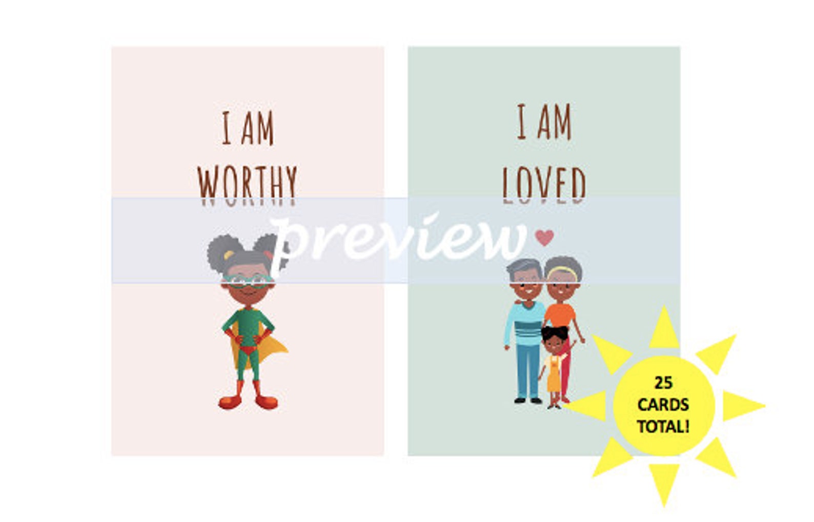 Positive Affirmation Cards for Black Girls, Motivational Cards, Daily ...